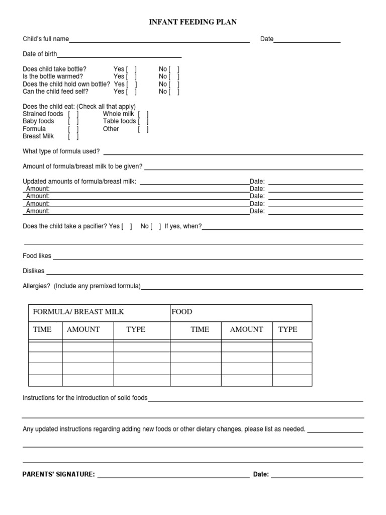 Infantfeedingplan Ccs | PDF
