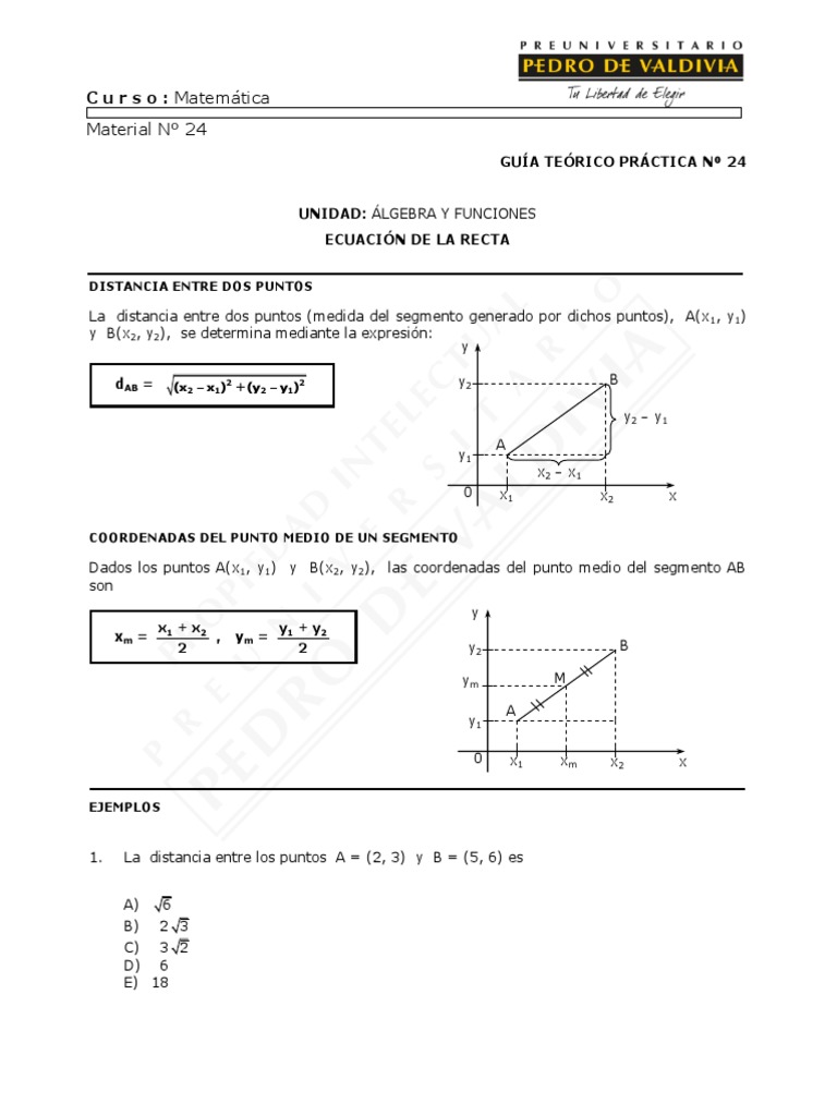 Ecuación de La Recta - Guía Teórico-Práctico Ok | PDF | Pendiente ...