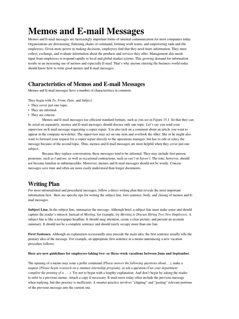 Writing Effective Memos and Emails | PDF | Information | Communication