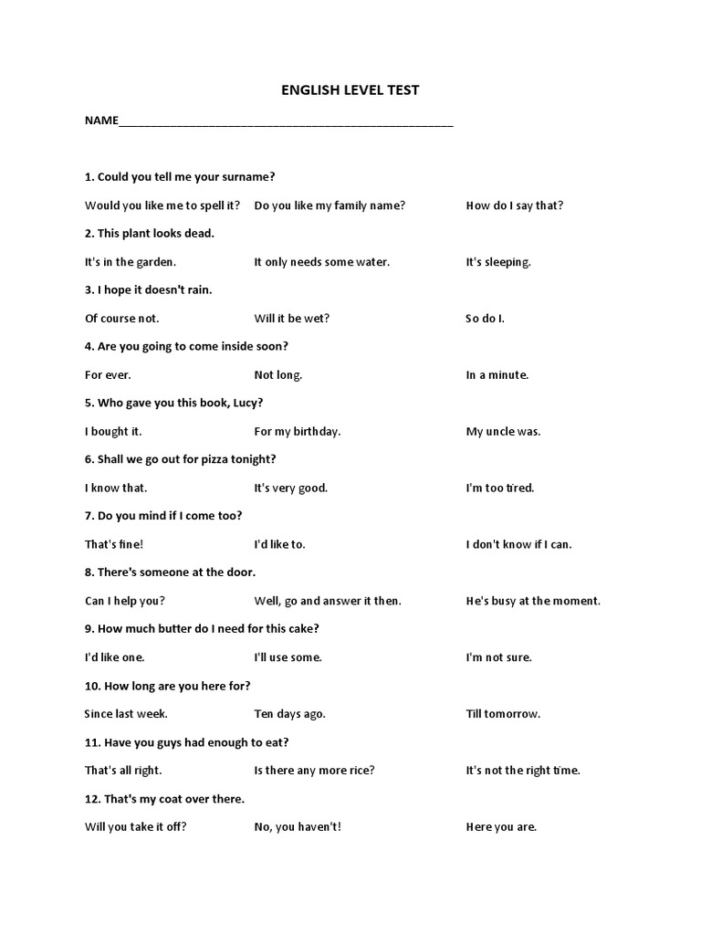 Cambridge ENGLISH LEVEL TEST | PDF
