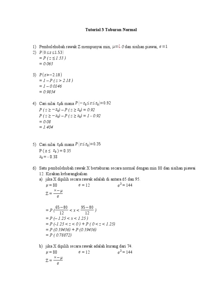 Tutorial 3 Taburan Normal | PDF