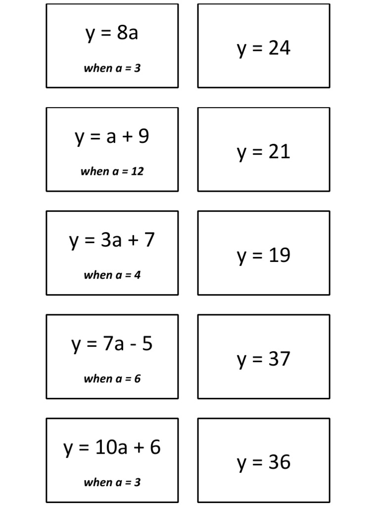 Basic Substitution Matching Cards | PDF