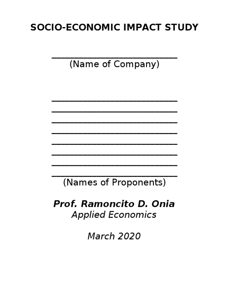Socio Economic Impact Study For SHS | PDF | Employment | Swot Analysis