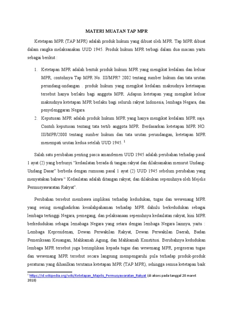 Materi Muatan Tap MPR | PDF