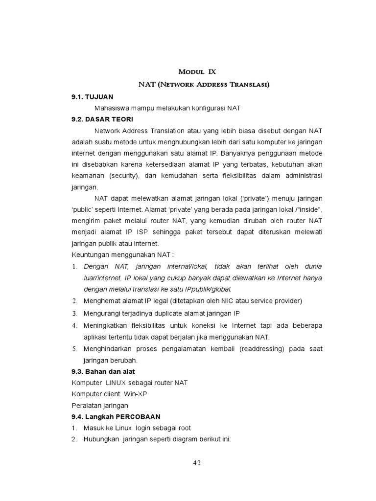 Modul IX PRAKTEK NAT | PDF