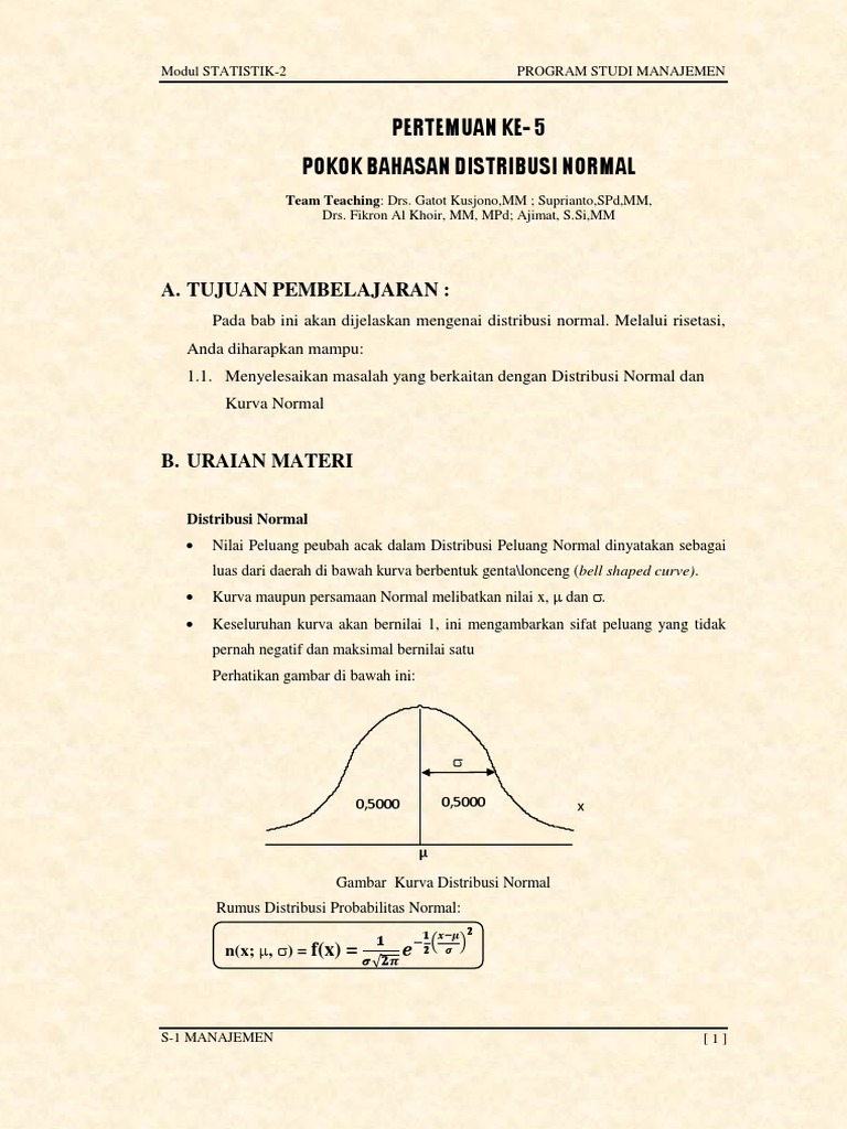 Distribusi Normal dan Contoh Soal | PDF