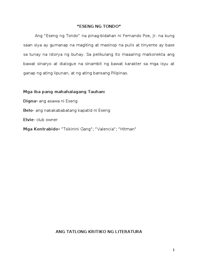 Eseng NG Tondo | PDF
