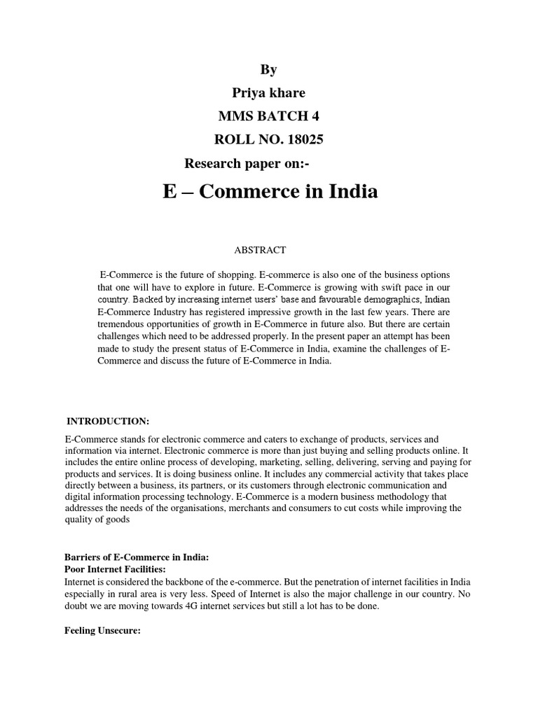 E-Commerce Challenges and Growth in India | PDF | E Commerce | Sampling ...