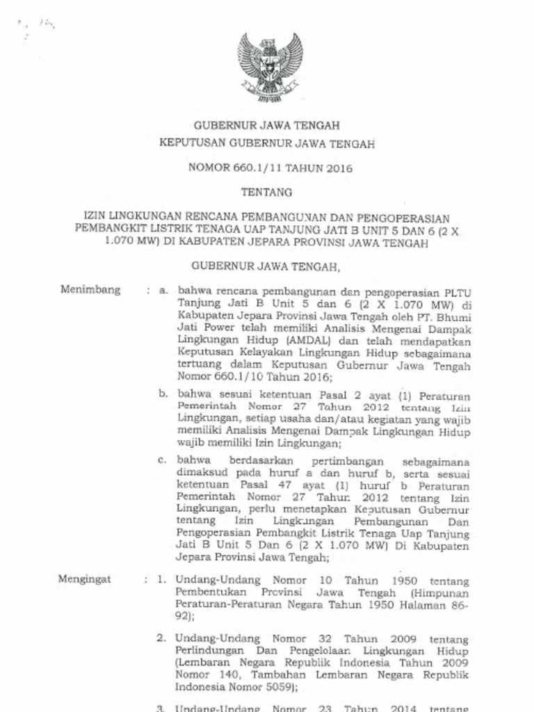 Dokumen Amdal PLTU Tanjung Jati B | PDF