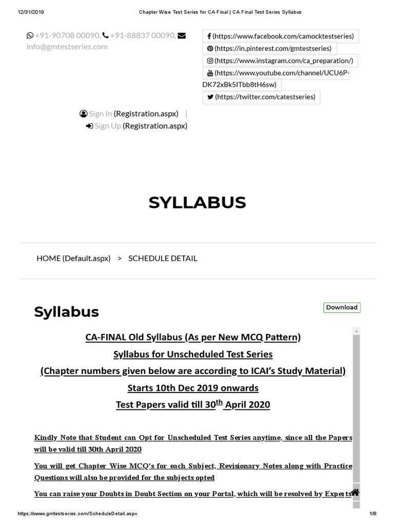 GM Test Series Shedule | PDF | Value Added Tax | Income