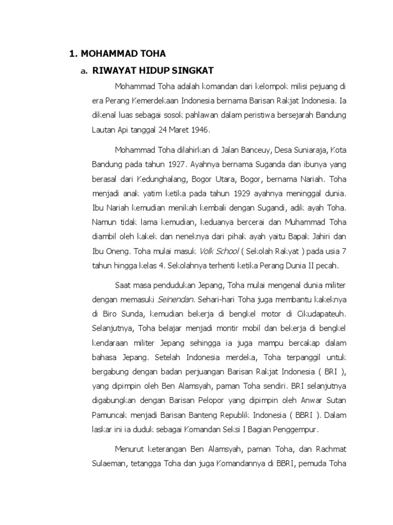 Mohammad Toha: Pahlawan Bandung | PDF | Perjalanan