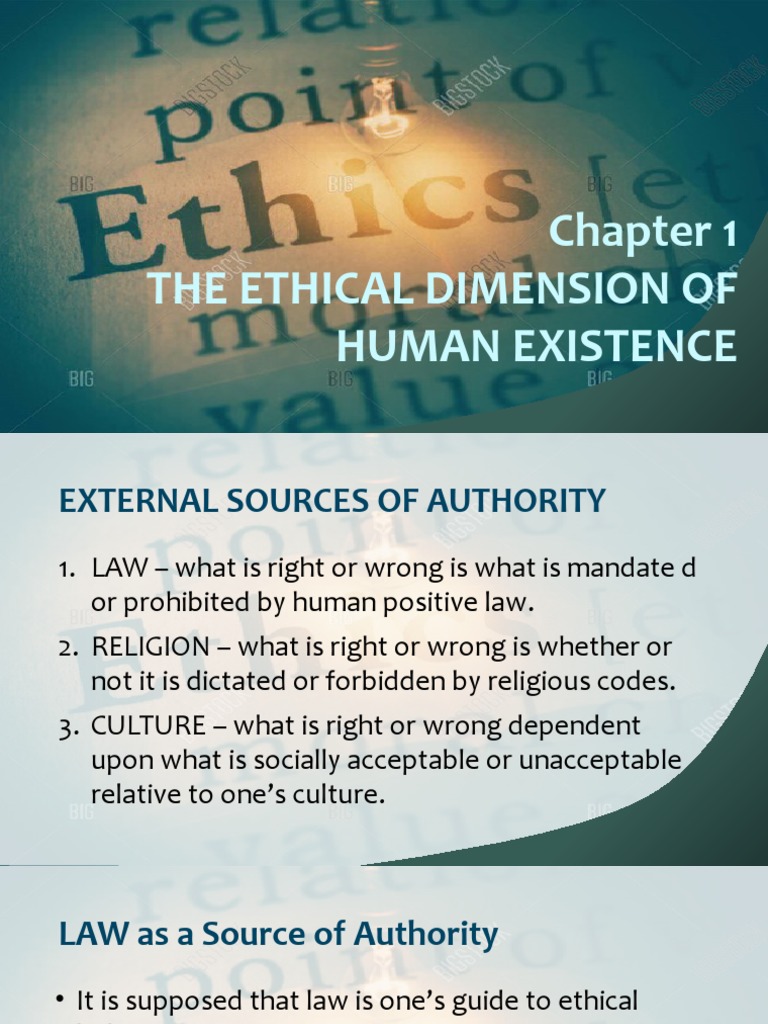 CHAPTER 1 - THE ETHICAL DIMENSIONS OF HUMAN EXISTENCE - For Posting ...
