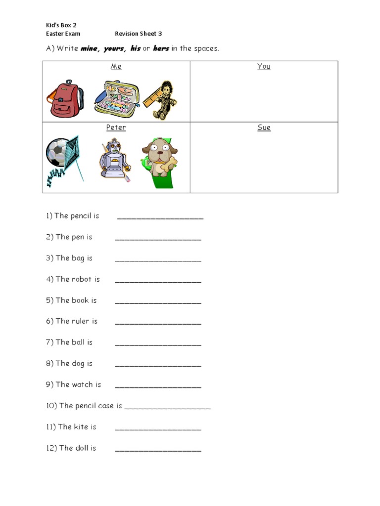 Possessive Pronouns Fun Activities Games Grammar Drills - 45043 | PDF