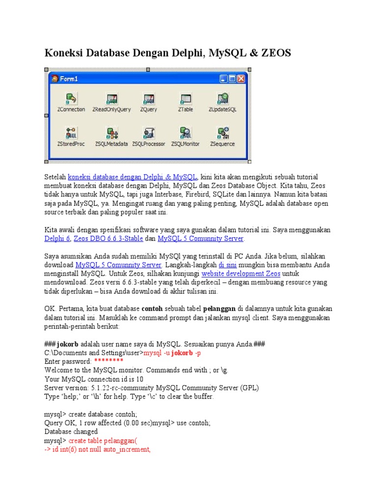 Koneksi Database Dengan Delphi Pdf Metode And Bahan Ajar Komputer