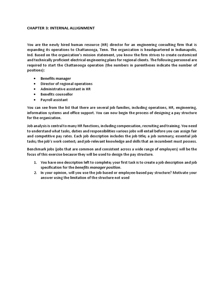 COHR311 Chapter 3 Case Study Internal Alignment | PDF | Career & Growth ...