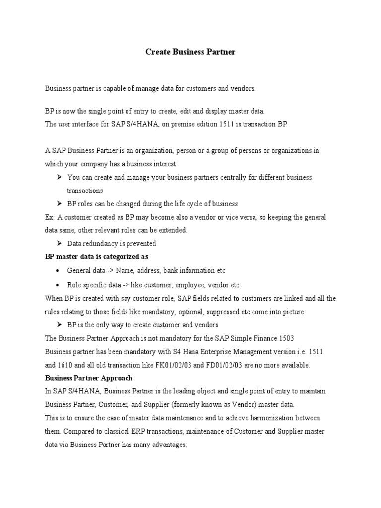 Create Business Partner | PDF | Sap Se | Login