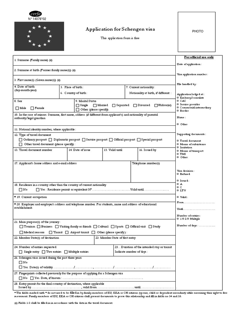 Schengen Form en Cerfa 14076-02 PDF | PDF | Travel Visa | Passport