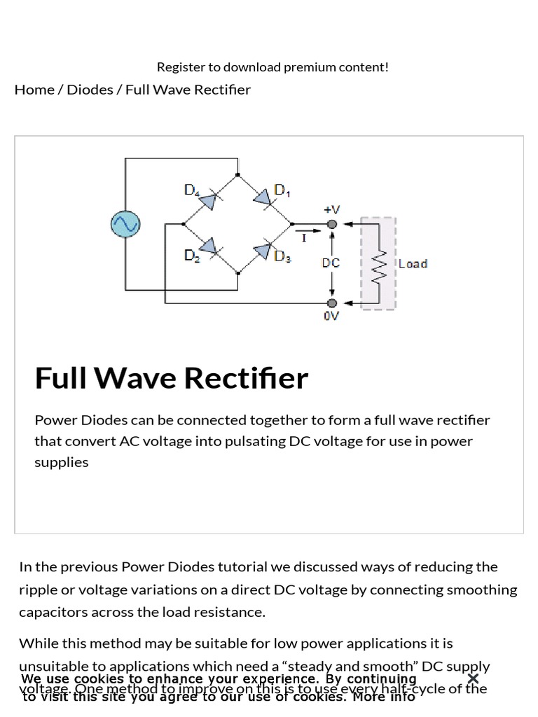 Full Wave Bridge Rectifier Explained | PDF | Rectifier | Capacitor