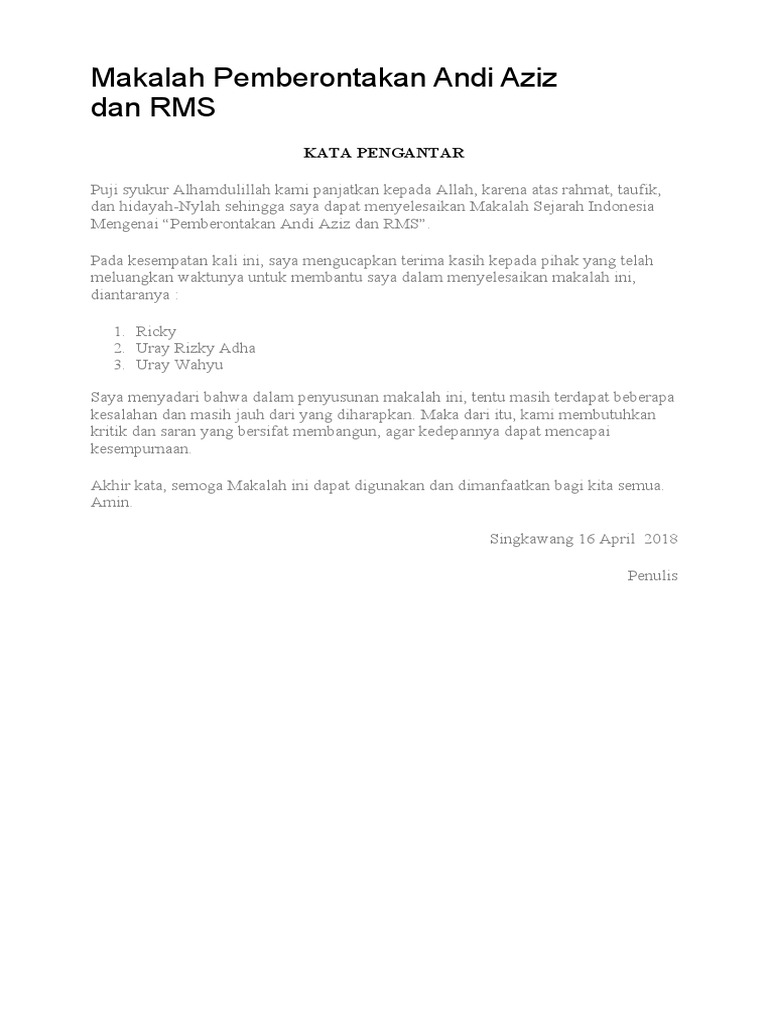 Pemberontakan Andi Aziz & RMS | PDF