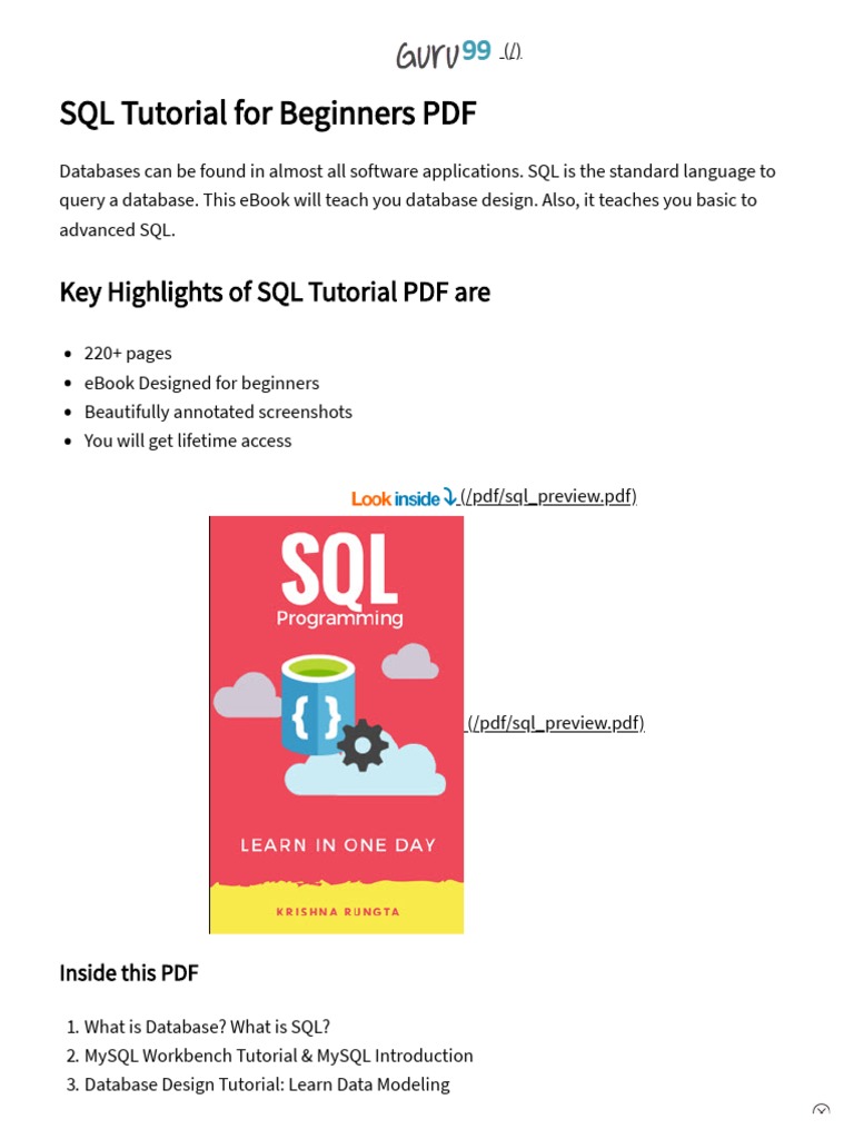 SQL Tutorial For Beginners PDF | PDF | Pl/Sql | Databases