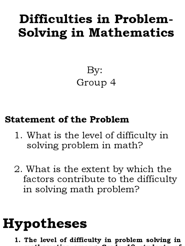Difficulties in Problem-Solving in Mathematics | PDF