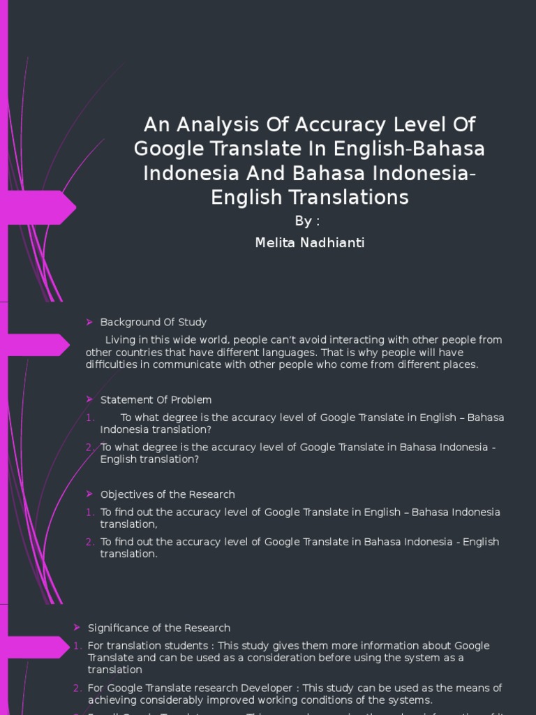 An Analysis of Accuracy Level of Google Translate (Fix Thesis) | PDF ...