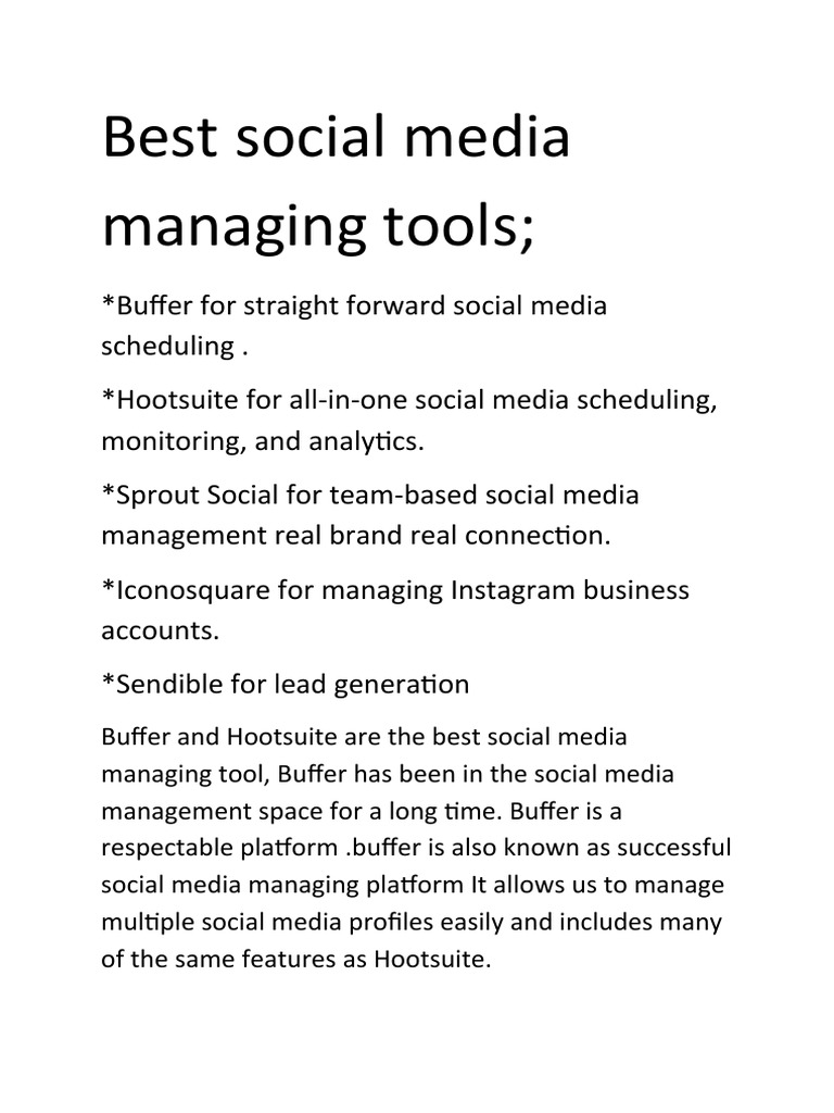 Best Social Media Managing Tools (Muskan) | PDF | Business
