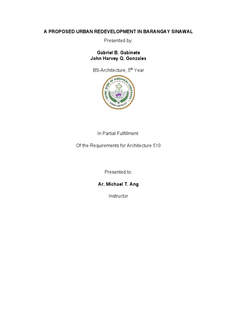 A Proposed Urban Redevelopment in Barangay Sinawal | PDF | Sustainable ...