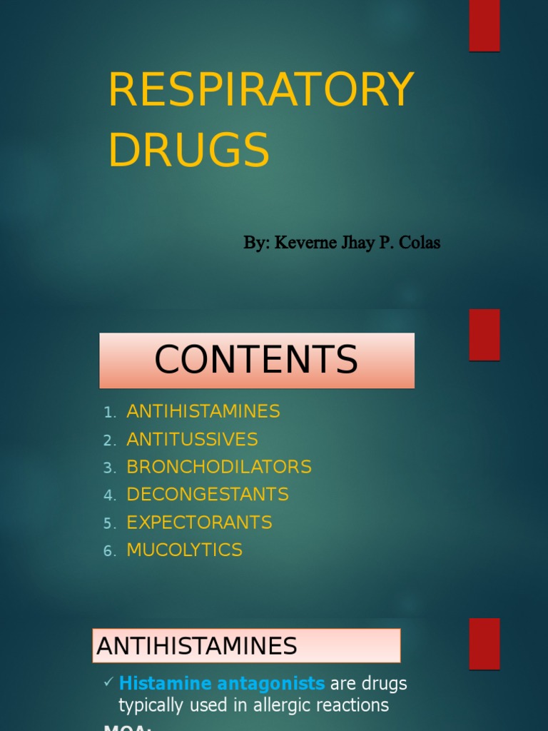 Respiratory Drugs Overview | PDF | Cough | Common Cold