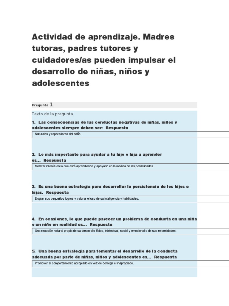 Actividad de Aprendizaje. Madres Tutoras, Padres Tutores y Cuidadores ... Actividad de Aprendizaje. Madres Tutoras, Padres Tutores y Cuidadores ...