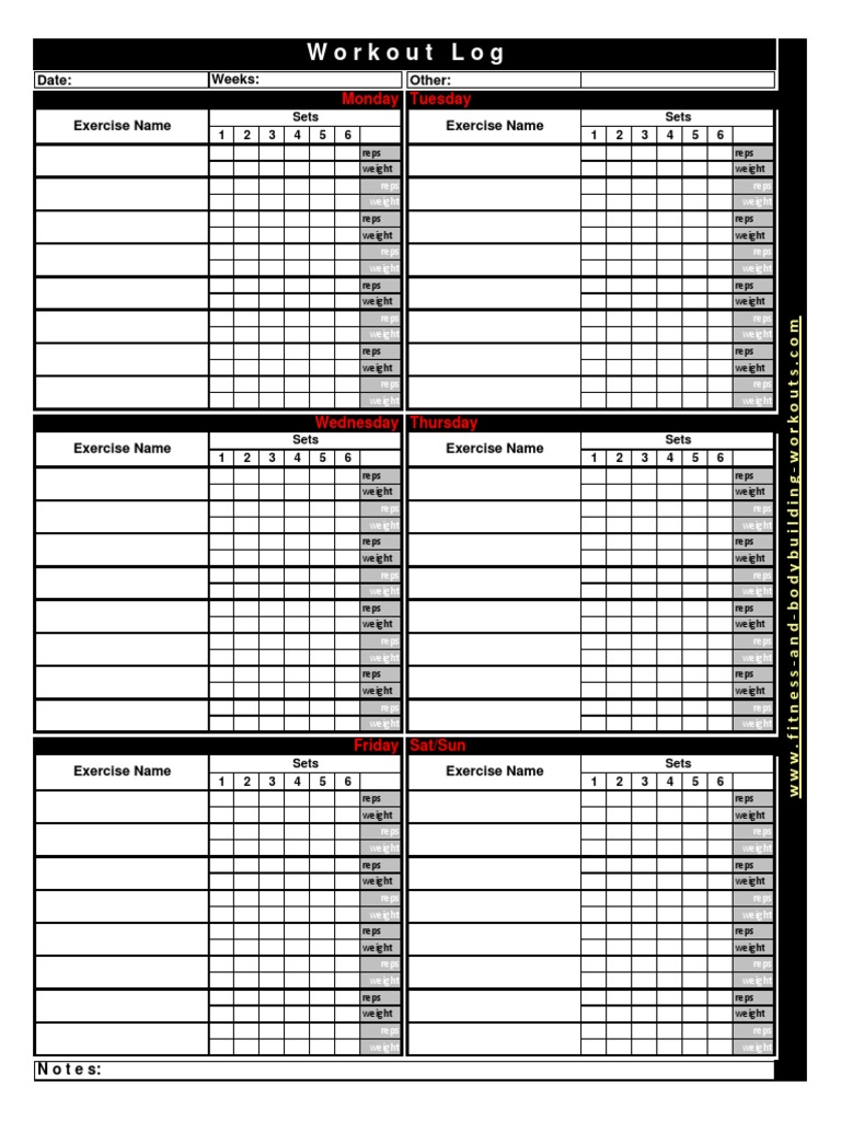 Workout Logs Sets Reps Weight | PDF | Physical Exercise | Recreation