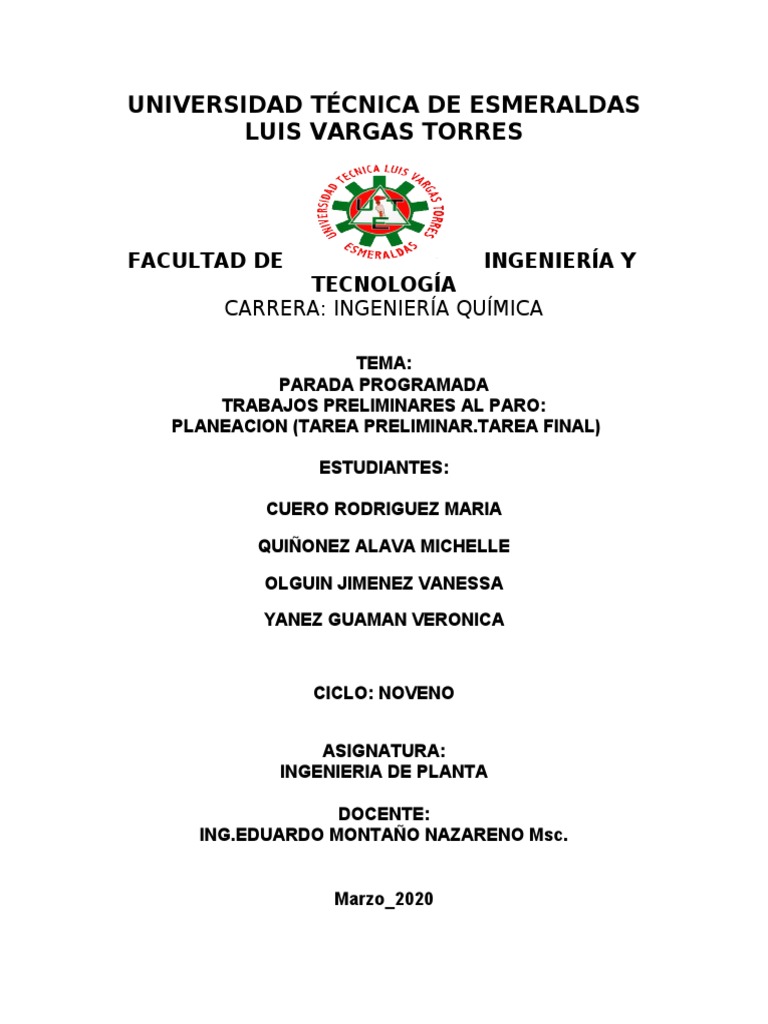 Parada de Planta Programada | PDF | Gestión de proyectos | Planificación