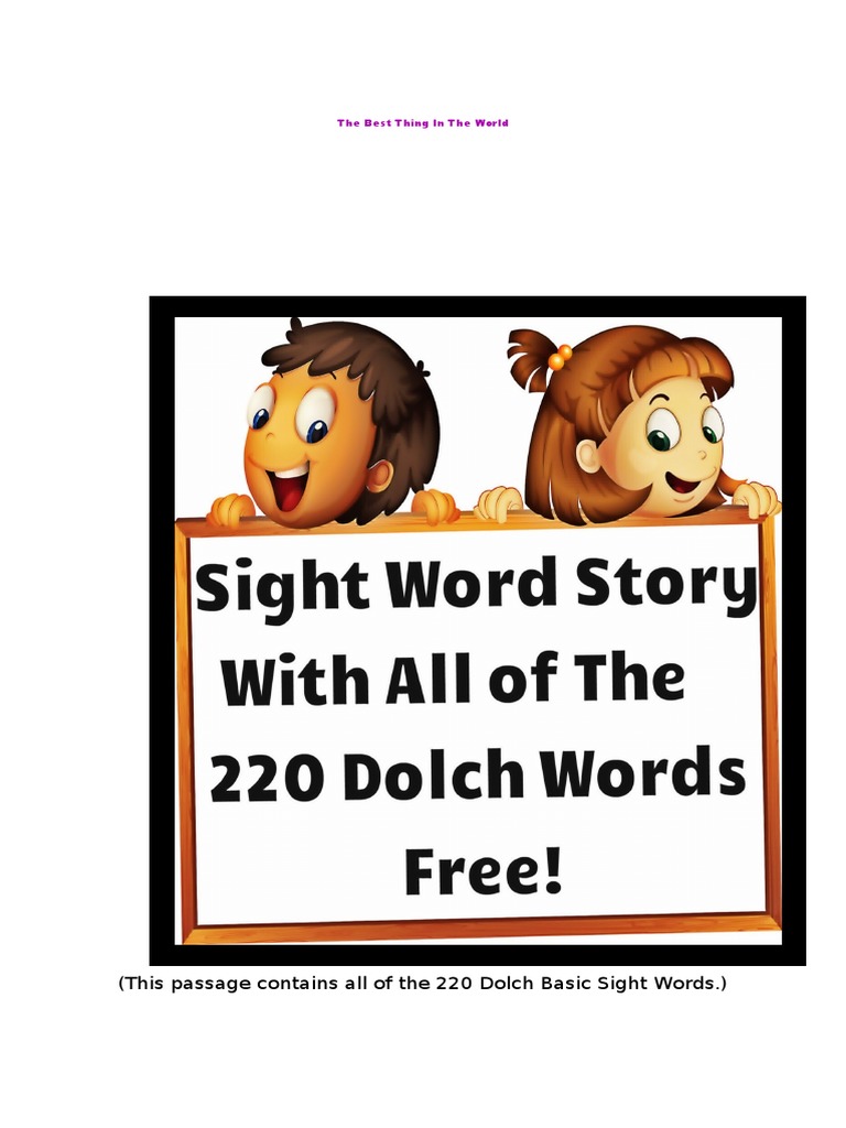 Dolch Story: The Best Thing in the World | PDF