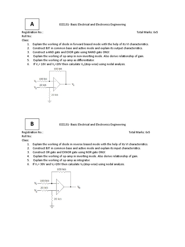 ECE CA Question Paper | PDF | Operational Amplifier | Field Effect ...