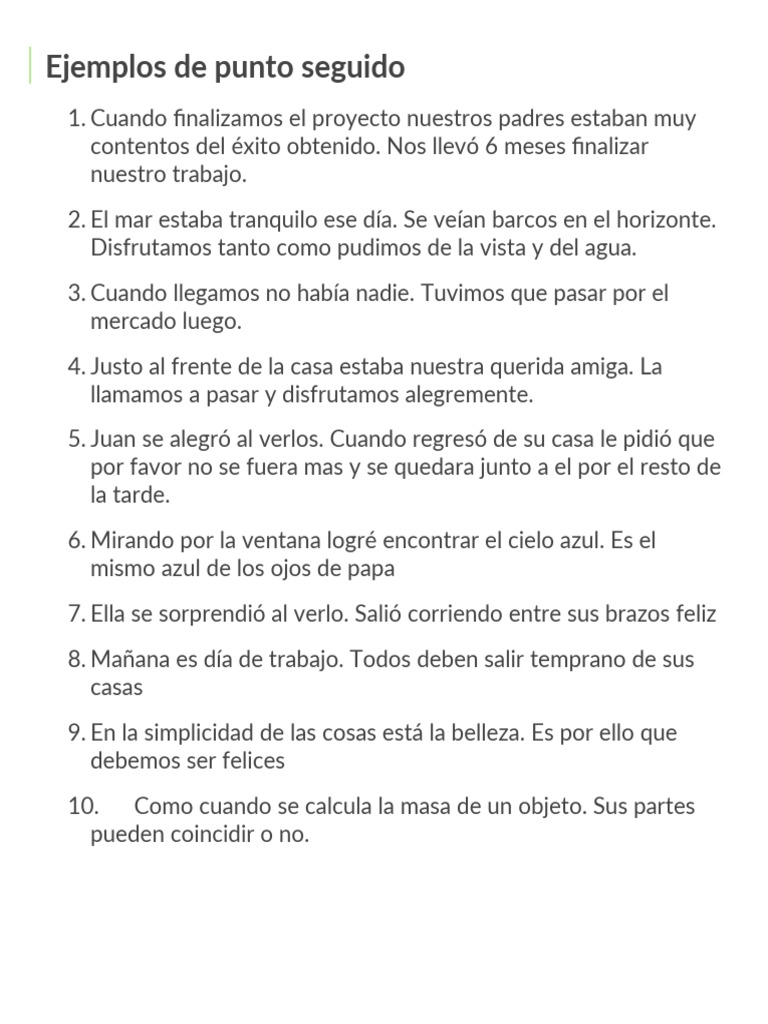 Ejemplos de Punto Seguido | PDF