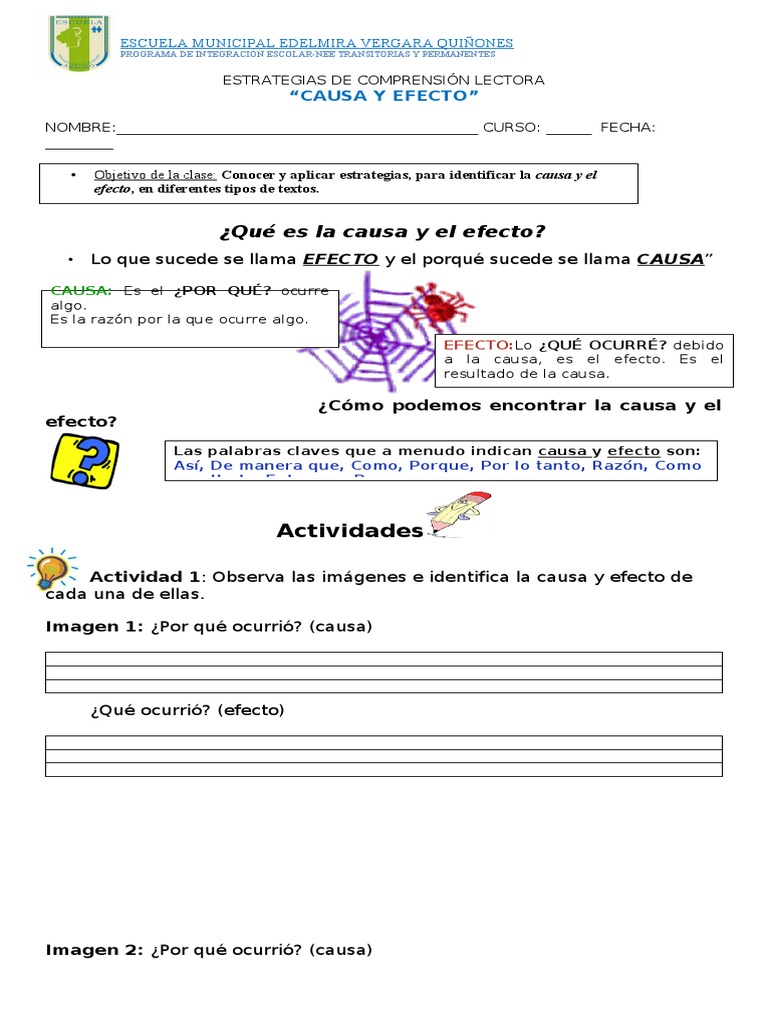 Guia3 Causa y Efecto ESTRATEGIA COMPRENSION LECTORA | PDF