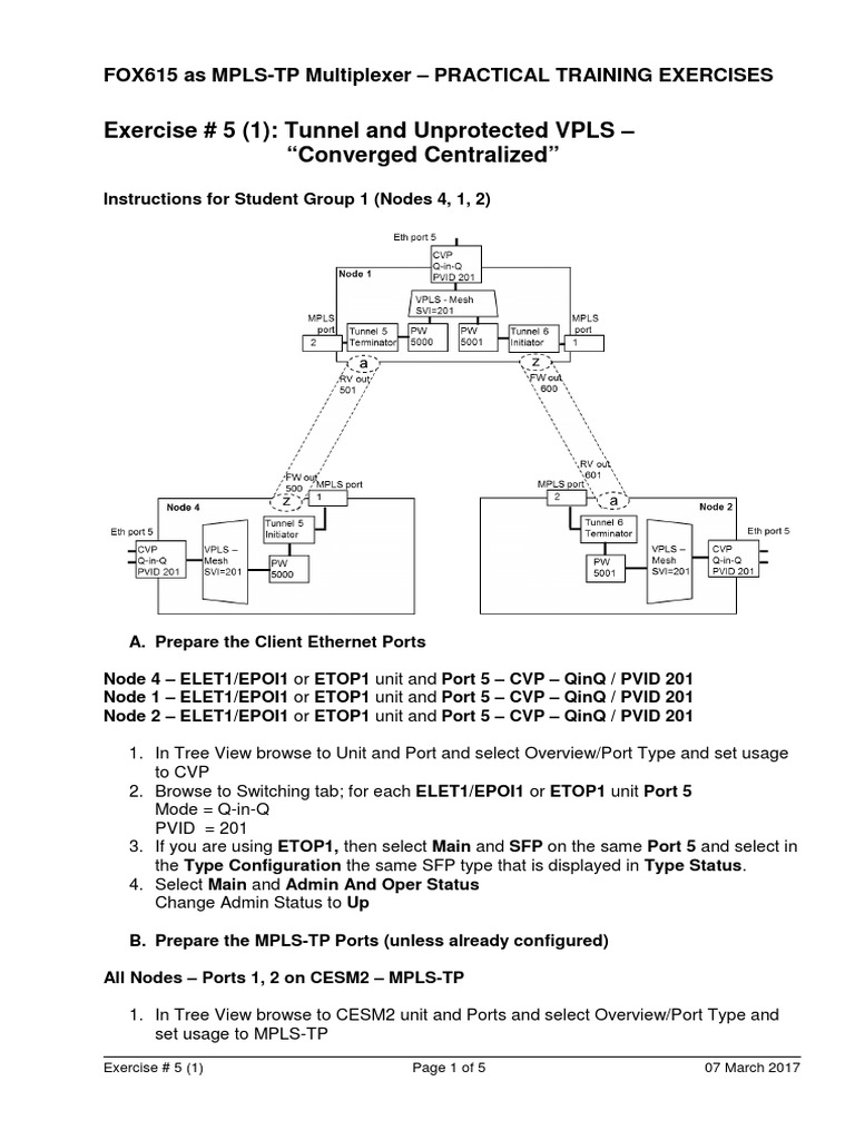 FOX615 MPLS-TP Training Exercises | PDF | Internet Architecture | Media ...