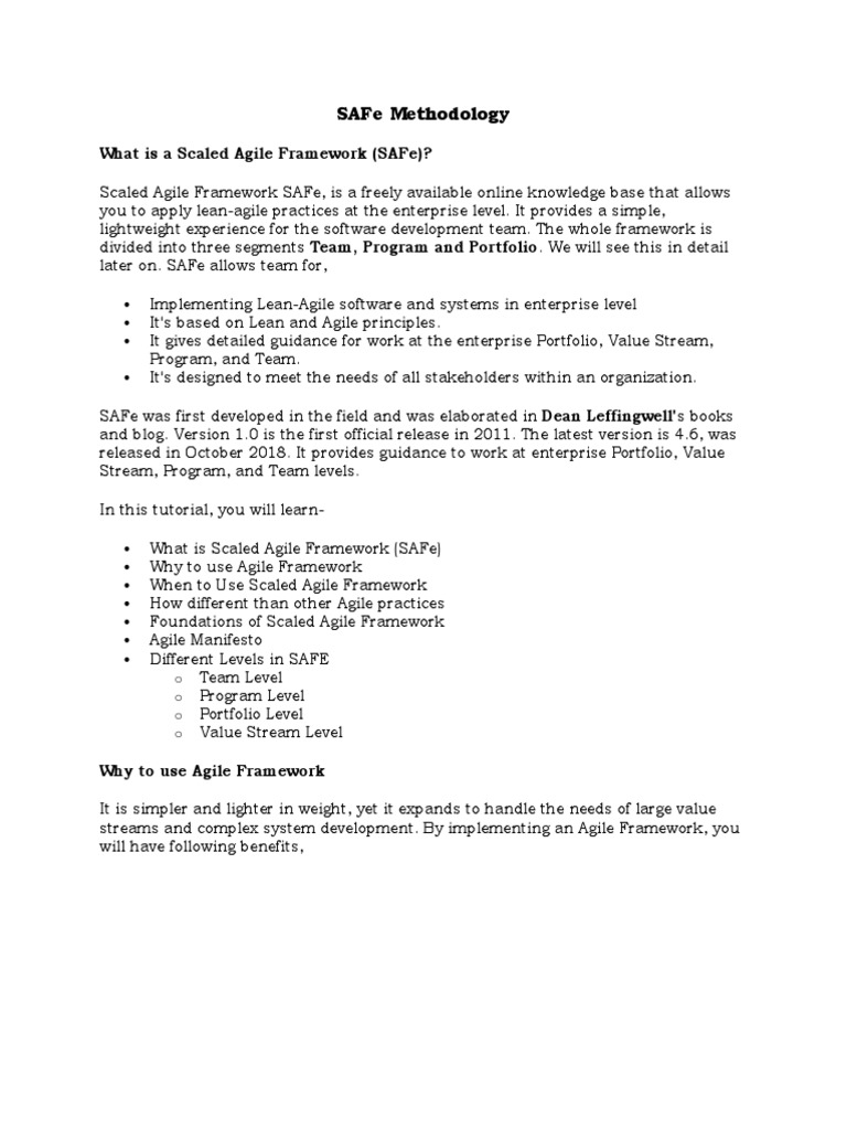 SAFe Methodology | PDF | Scrum (Software Development) | Agile Software ...