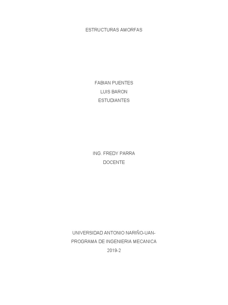 Estructuras Amorfas en Ingeniería | PDF | Sólido amorfo | Cristal