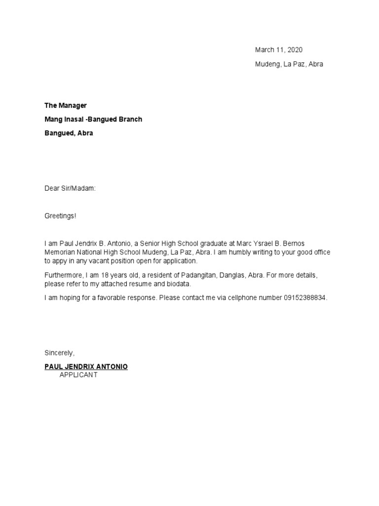 Application Letter Sample | PDF | Business