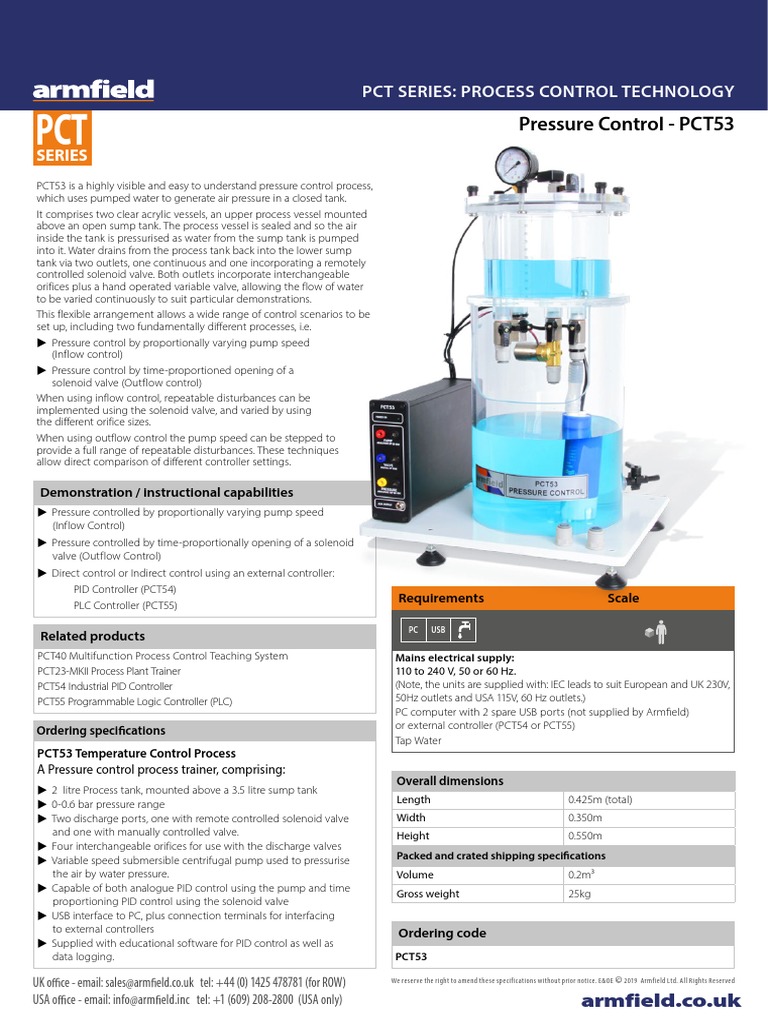 Armfield PCT53 Datasheet V2a - Web | PDF | Real Time Computing | Process Control
