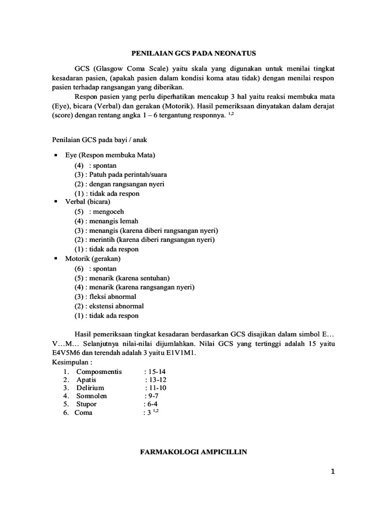 Penilaian GCS pada Neonatus | PDF