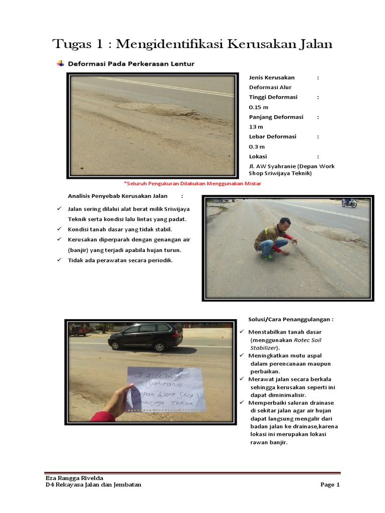 Tugas 1 Identifikasi Kerusakan Jalan (Eza Rangga Rivelda) | PDF
