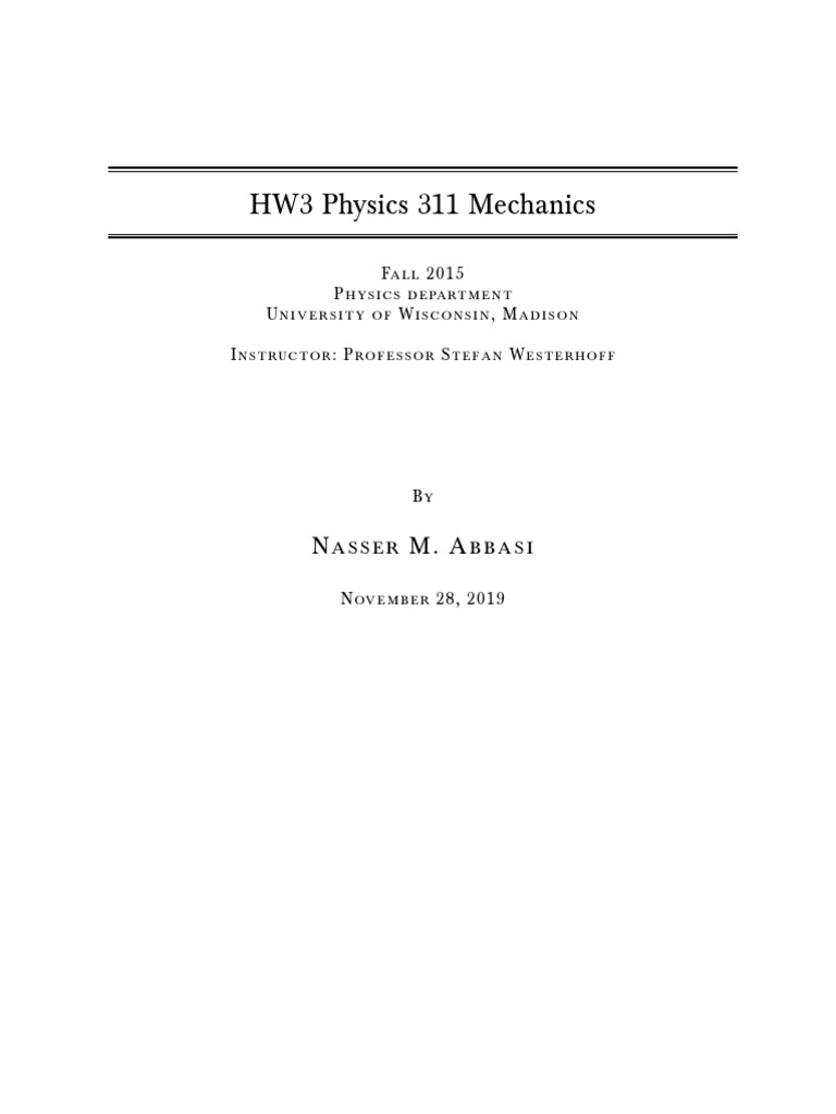 Physics 311 Homework 3 Mechanics Problems | PDF | Lagrangian Mechanics | Spacetime