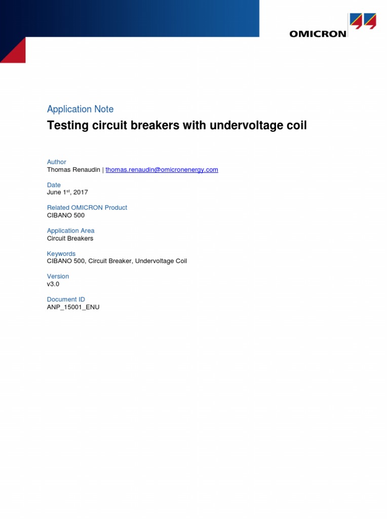 CIBANO 500-AppNote-Testing CB With Undervoltage coil-ENU | PDF | High ...