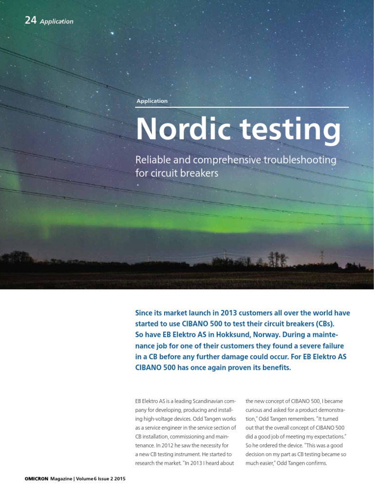 CIBANO 500 CB MC2 CB TN3 Article Nordic Testing OMICRON Magazine 2015 ...