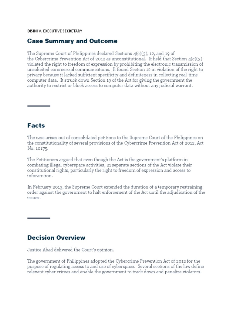 Disini V Exec. Sec | PDF | Privacy | Right To Privacy