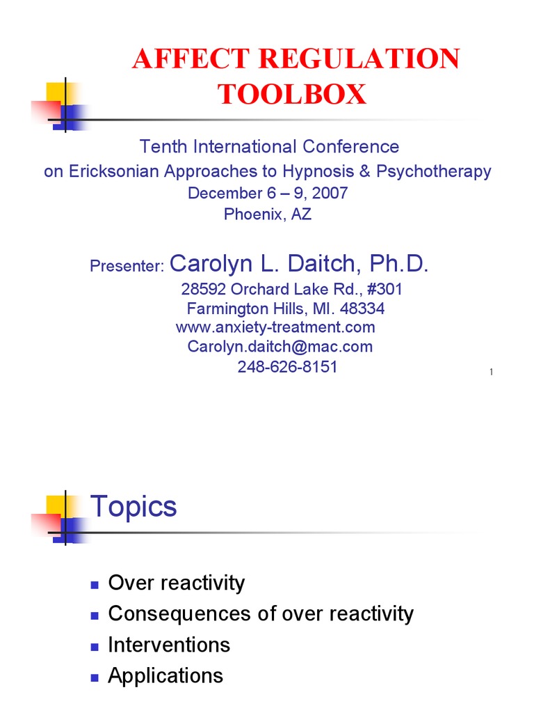 Affect Regulation | PDF | Anxiety | Hypnosis