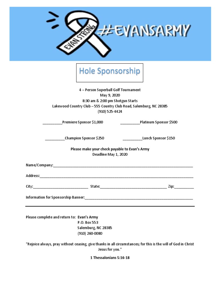 Evans Army Sponsorship Form | PDF