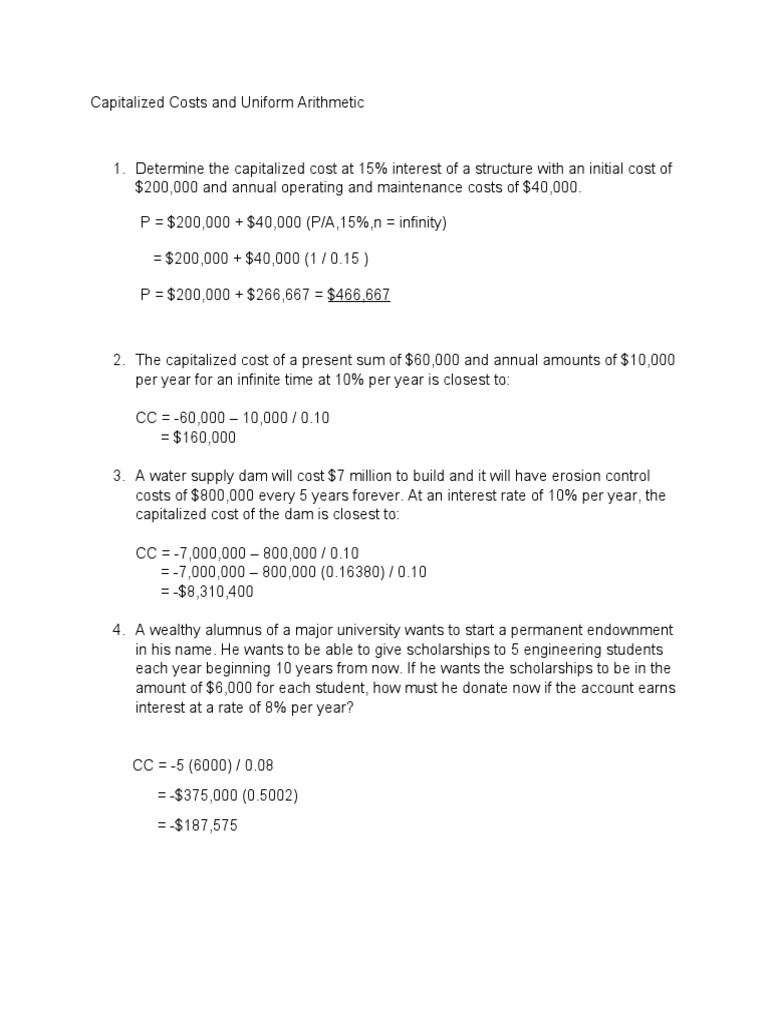 Capitalized Costs and Uniform Arithmetic | PDF | Interest | Teaching ...